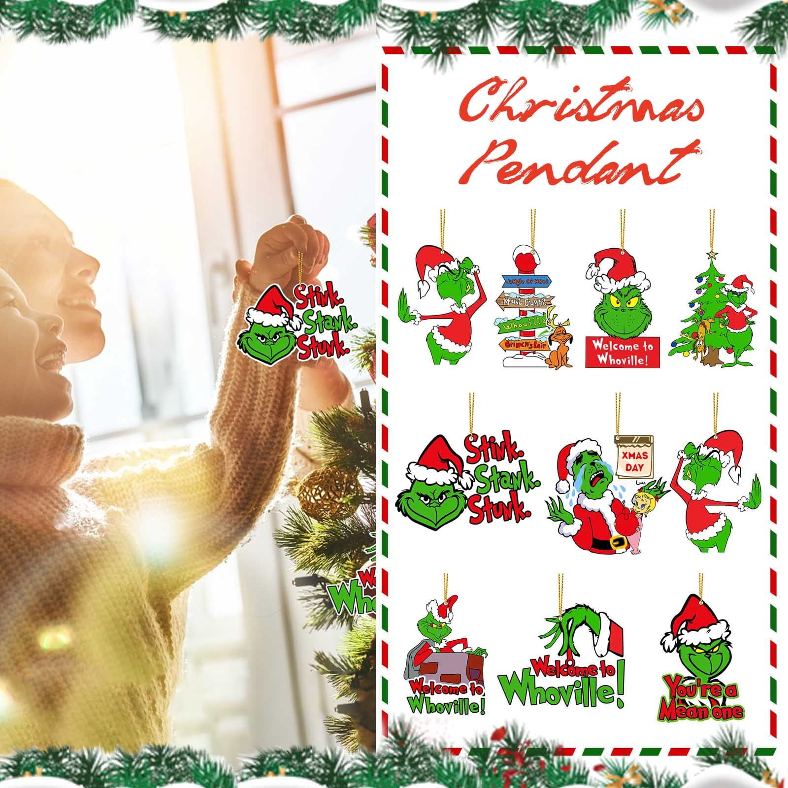 Christmas Grinch Tree Ornaments 10 Pack, Grinch Christmas Tree ...