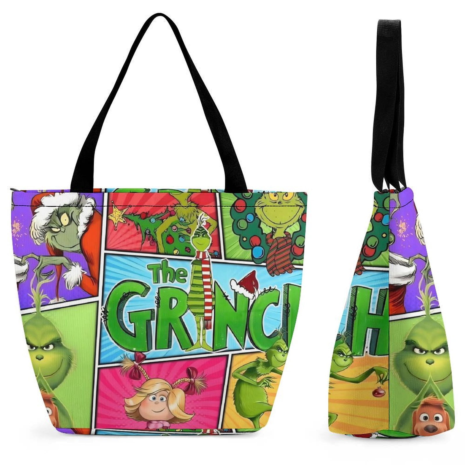 Christmas Grinch Women's Handbag Zipper Shopping Bag with Drawstring ...