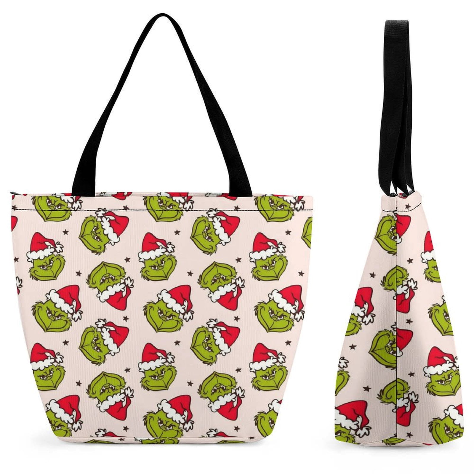 Christmas Grinch Women's Handbag Zipper Shopping Bag with Drawstring ...