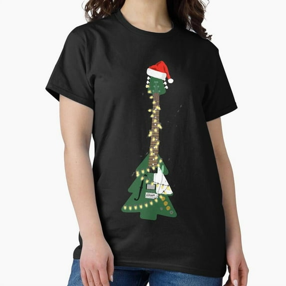 Christmas Guitar With A St. Nick Hat And A String Of Lights Music Lover ...