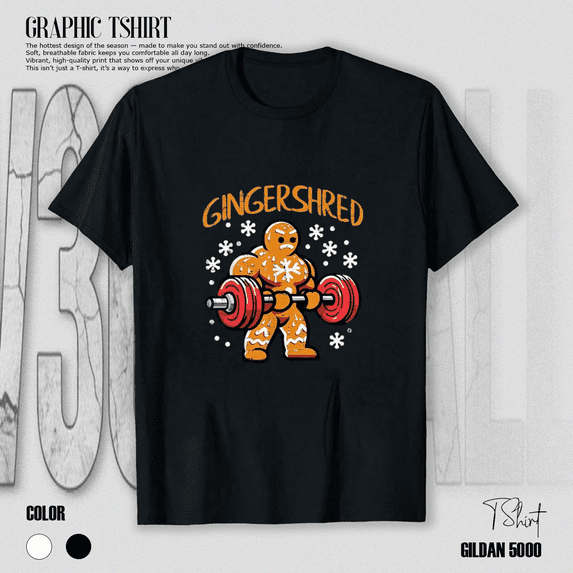 Christmas Gym Gingerbread Gingershred Workout Holiday Fit Unisex T ...
