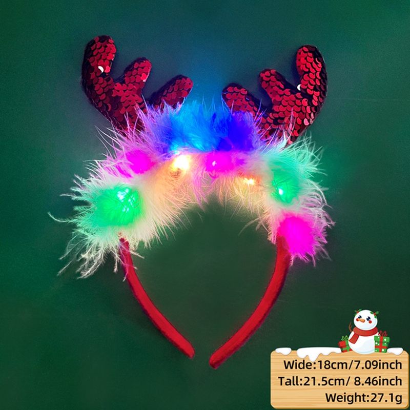 Christmas Hair Accessories Christmas Led Headbands Elk Antlers Glowing ...