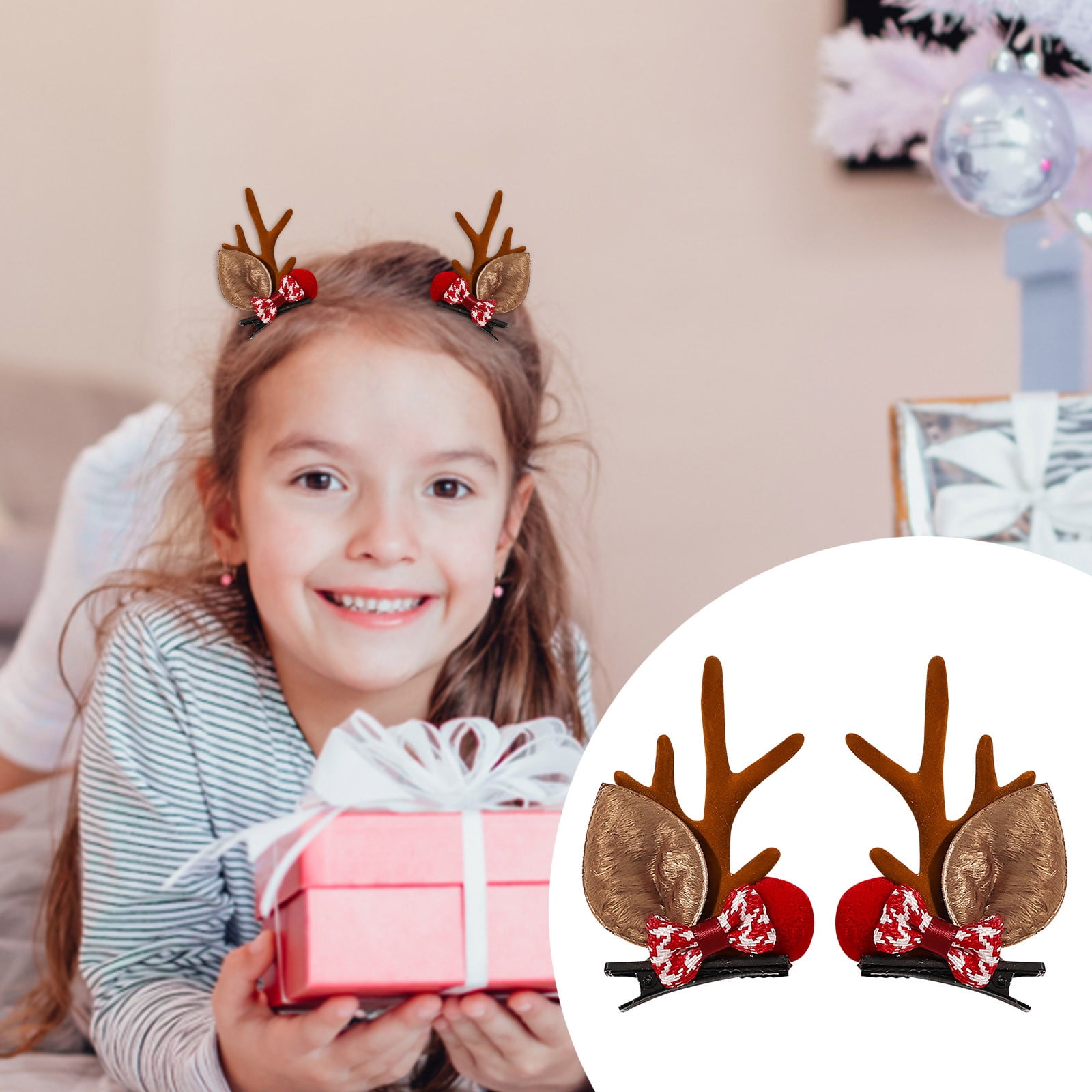 Christmas Hair Clips Cute Deer Ears Accessories Headgear for Festive ...