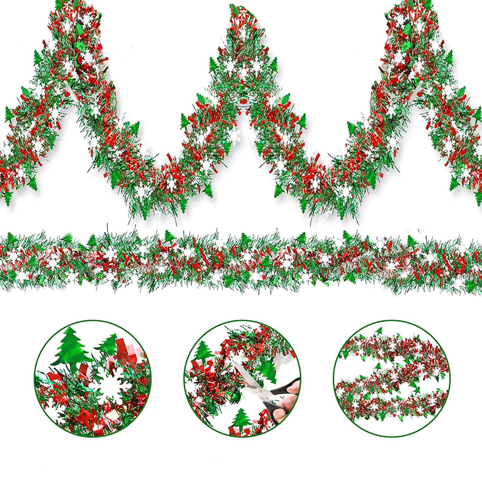 Christmas Hairy Garland, Colorful Snowflake Tree Decoration For Party ...