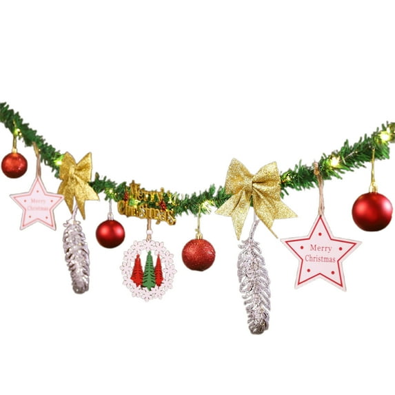 Christmas Hairy Strips Decoration with Wooden Sign Hanging Balls for ...