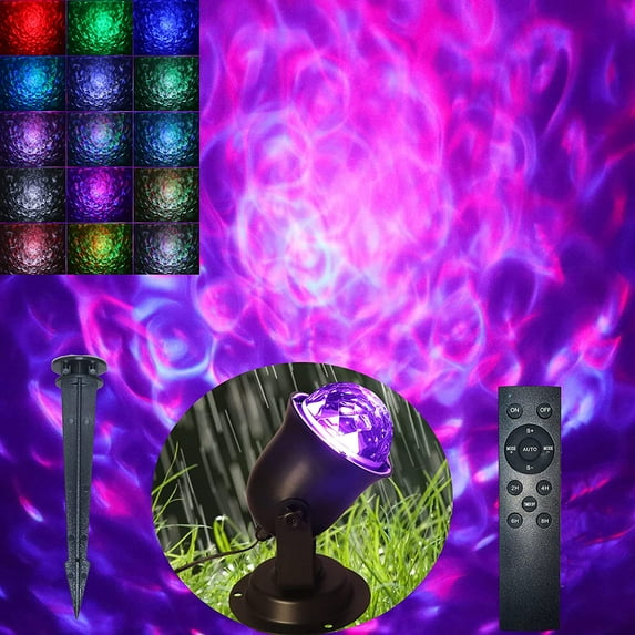 Christmas Halloween Outdoor Projector Lights, 15 Colors Water Wave ...