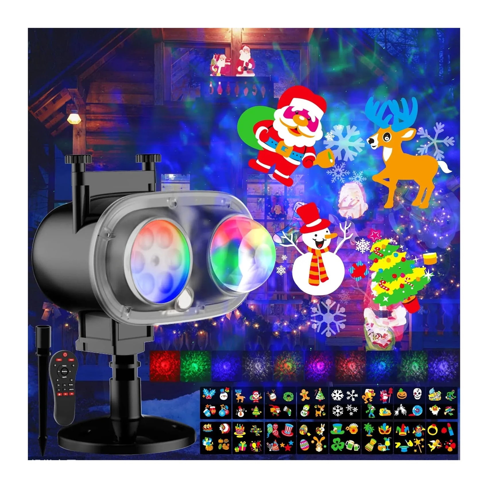 Christmas Halloween Projector Lights Outdoor 3D Wave & 16 Patterns ...