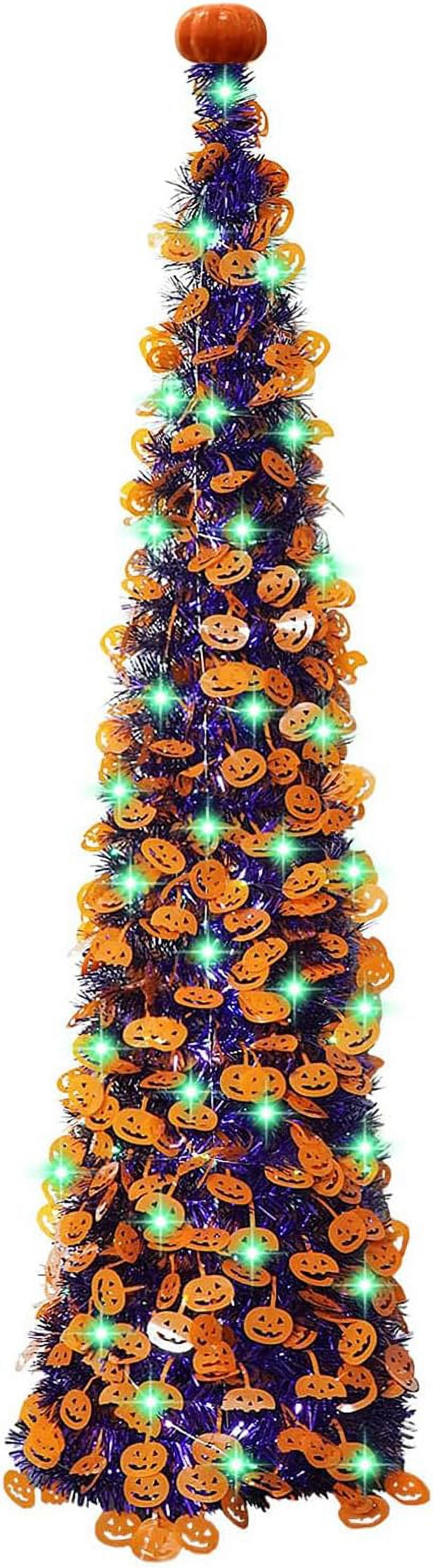 Christmas Halloween Pumpkin Tree with 50 Lights,5ft Pop Up Purple ...