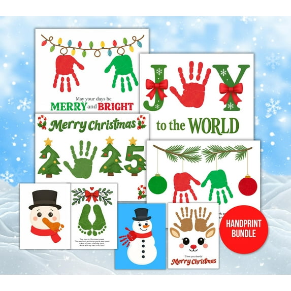 Christmas Handprint Keepsake Bundle, Handprint Christmas Art, Preschool ...