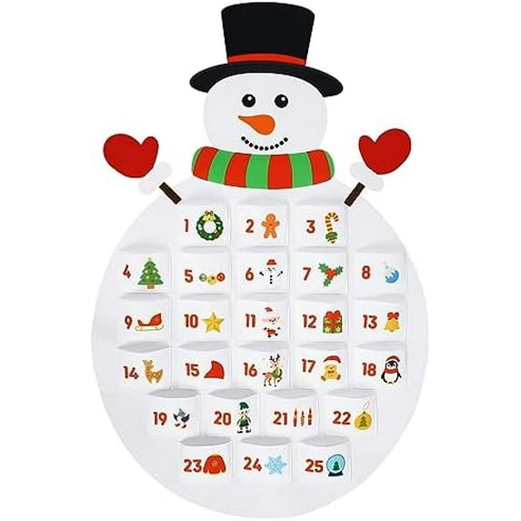 Christmas Hanging Advent Calendar with 24 Days Pockets Count Down to ...