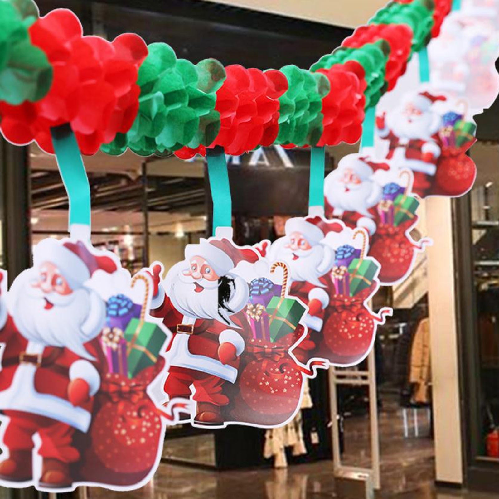 Christmas Hanging Banners Decorations for Home, Santa Claus Paper ...