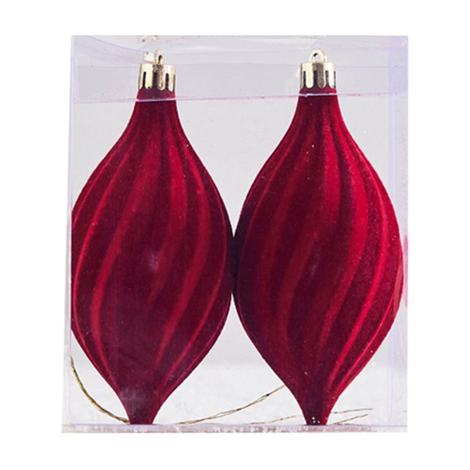 Christmas Hanging Decorations Decorative Wine Red Conical Flocked ...