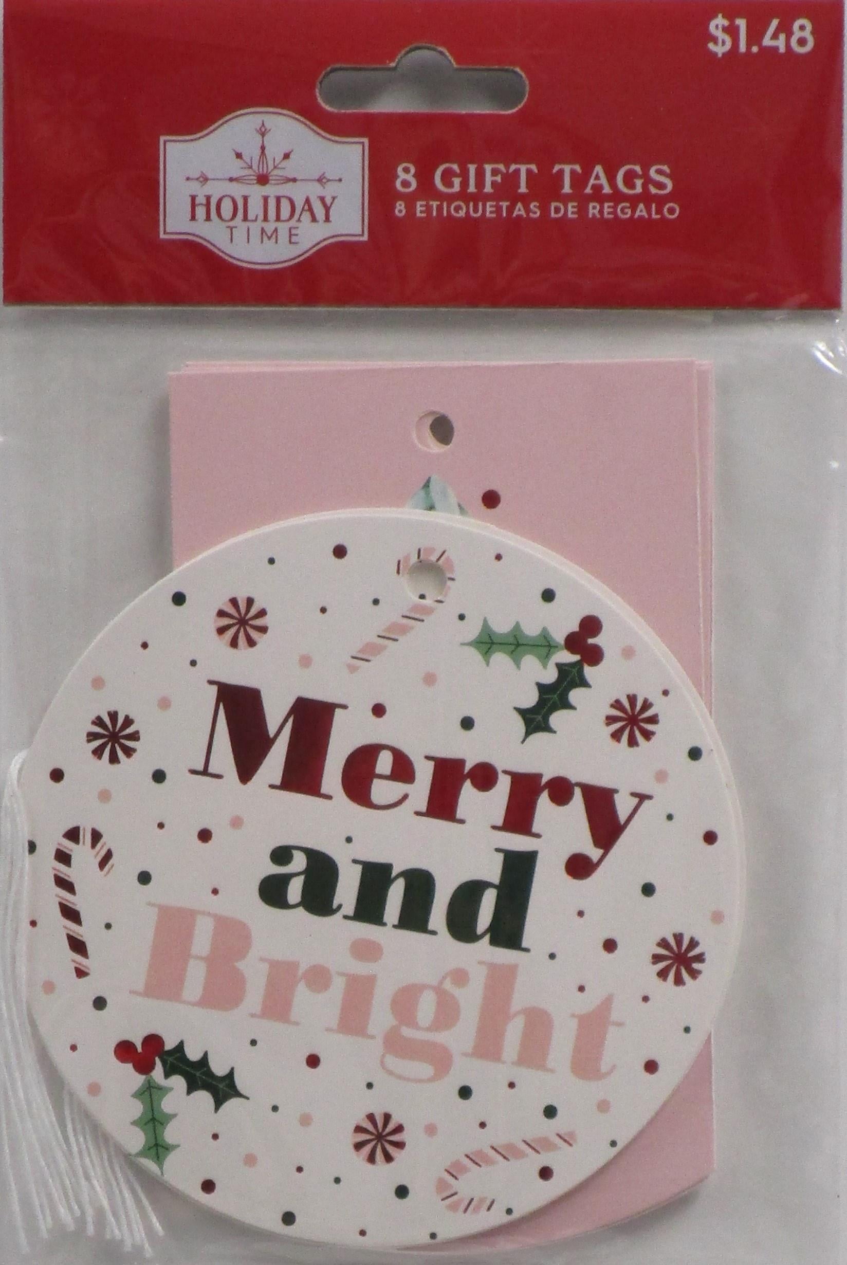Christmas Hanging Gift Tag Set, Merry and Bright and Happy Holidays ...