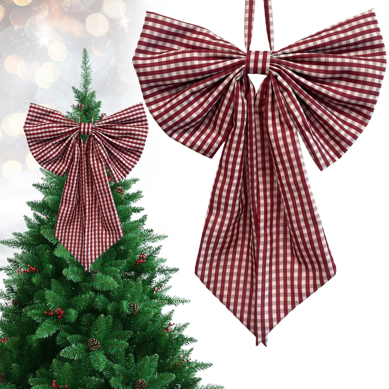 Christmas Hanging Ornaments,Christmas Wreath Bow Front Door Hanger Xmas ...