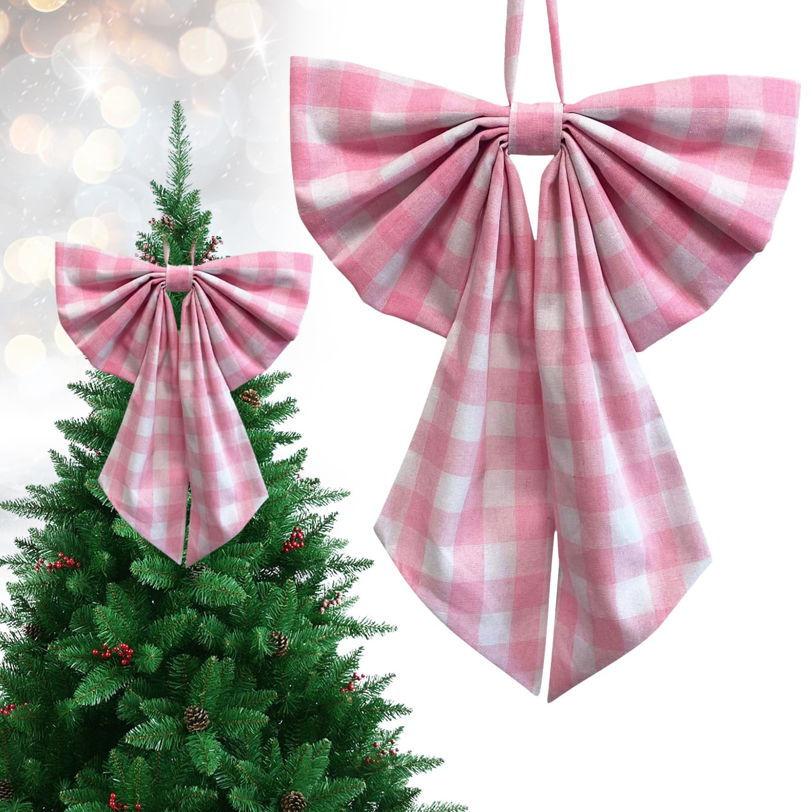 Christmas Hanging Ornaments,Christmas Wreath Bow Front Door Hanger Xmas ...