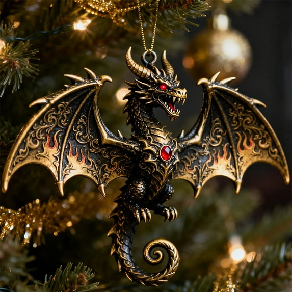 Christmas Hanging Ornaments,Dragon Christmas Ornament 2D Flat Hanging ...