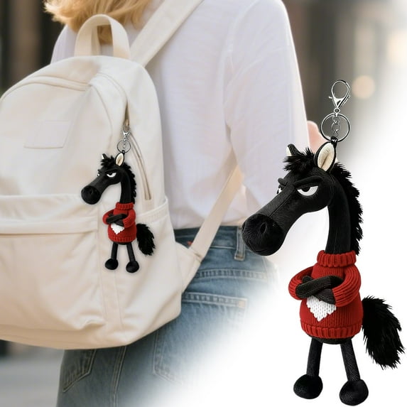 Christmas Hanging Ornaments,Horse Plush Keychain With Sweater Cute ...