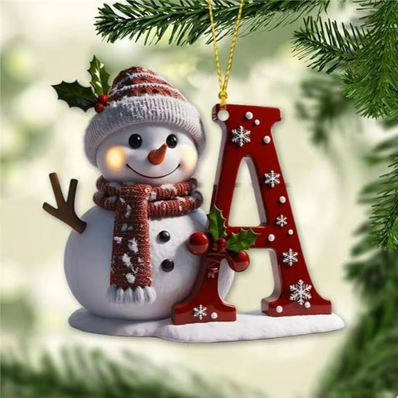 Christmas Hanging Ornaments,Personalized Acrylic Letter Snowman ...