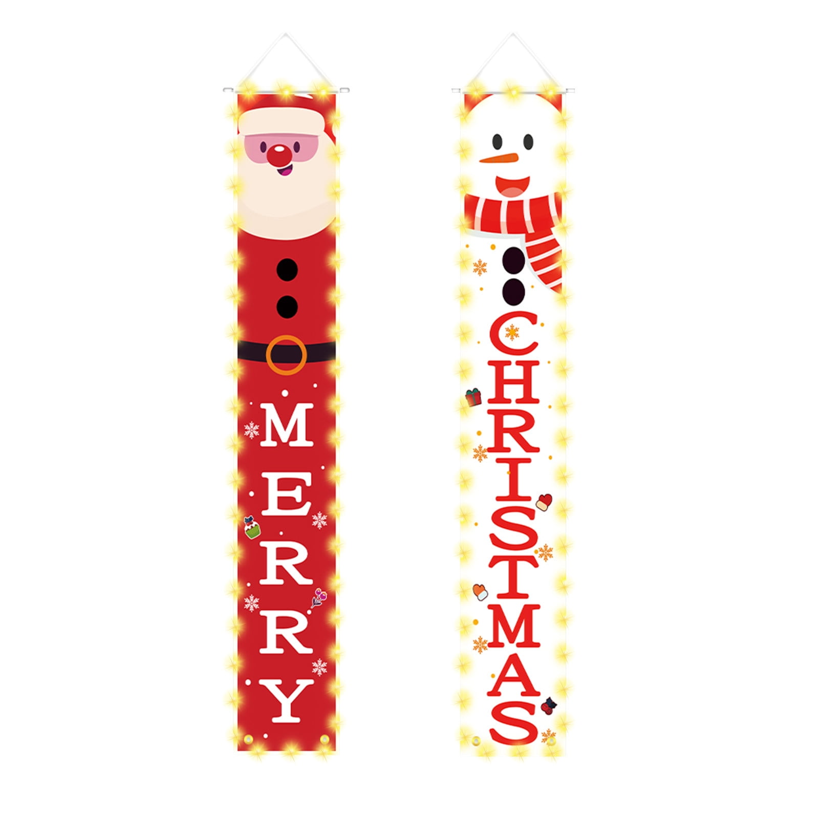 Christmas Hanging Porch Signs Banner with LED String Light Christmas ...
