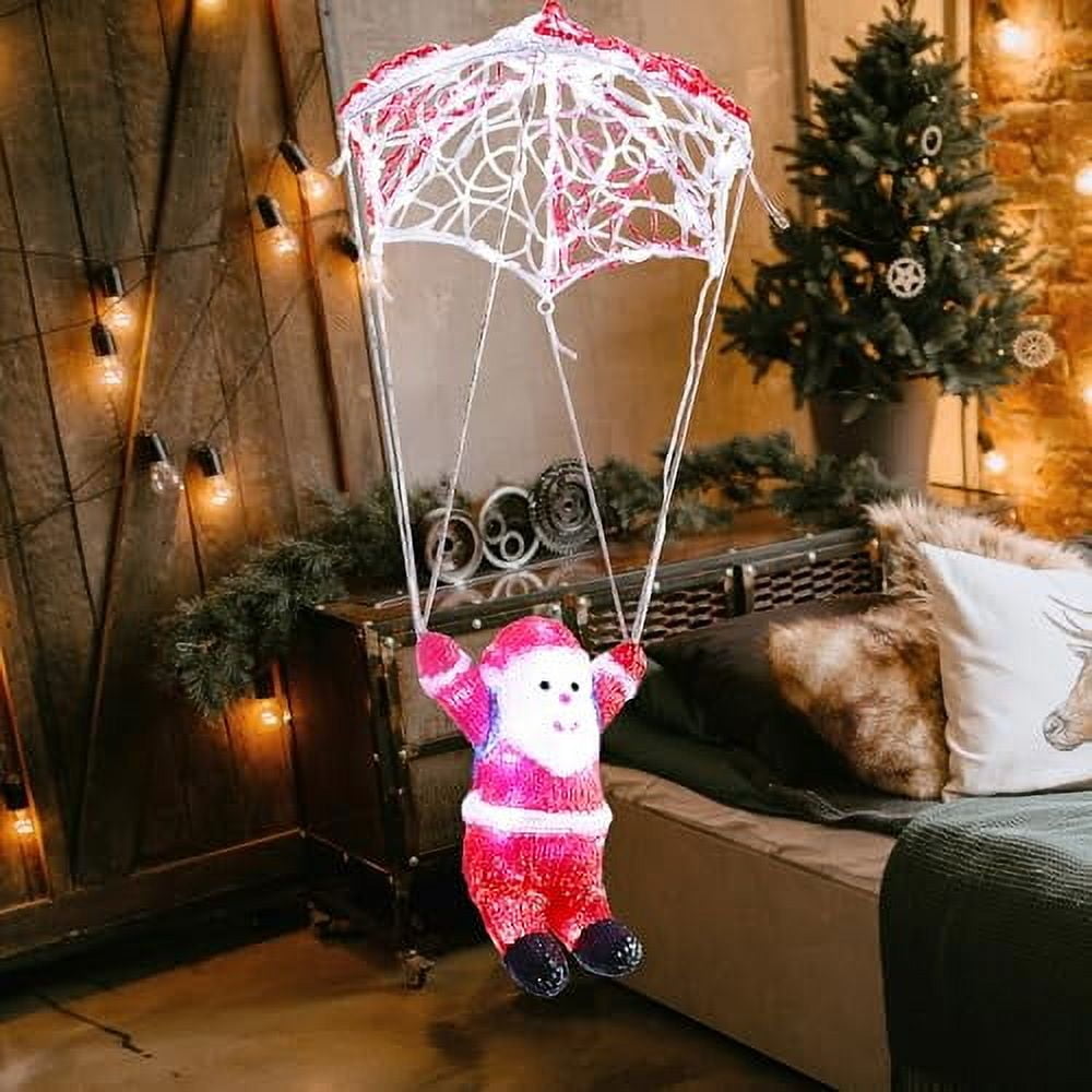 Christmas Hanging Santa Claus with Parachute Acrylic LED Hanging Lights ...