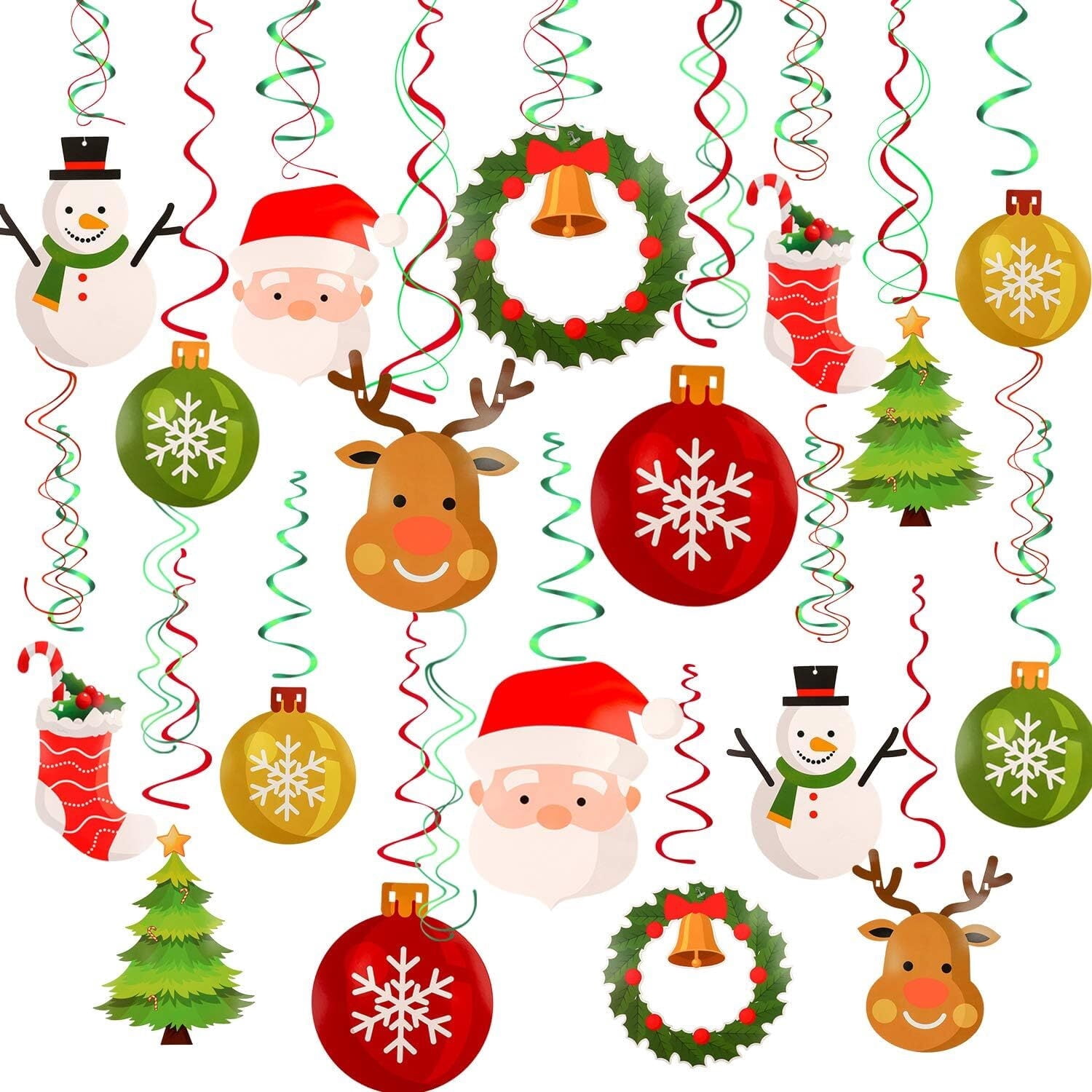 Christmas Hanging Swirl Decoration Kit(32pcs), Merry Christmas Swirls ...
