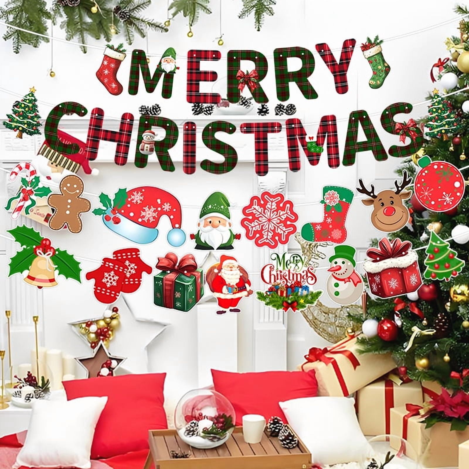 Christmas Hanging Swirls Decorations Buffalo Plaid Merry Christmas ...
