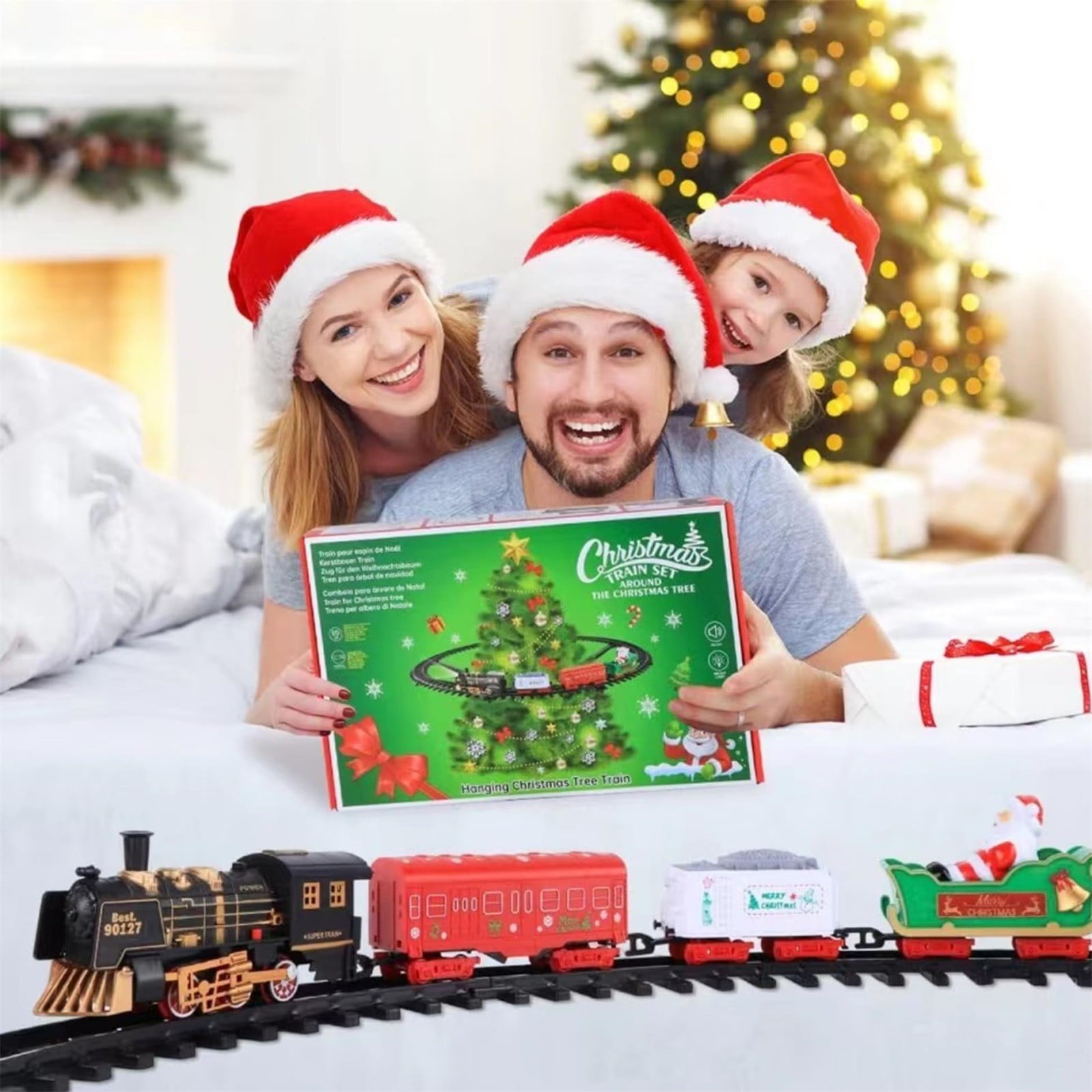 Christmas Hanging Train Set, Christmas Gifts for Kids, 1*Locomotive & 3 ...