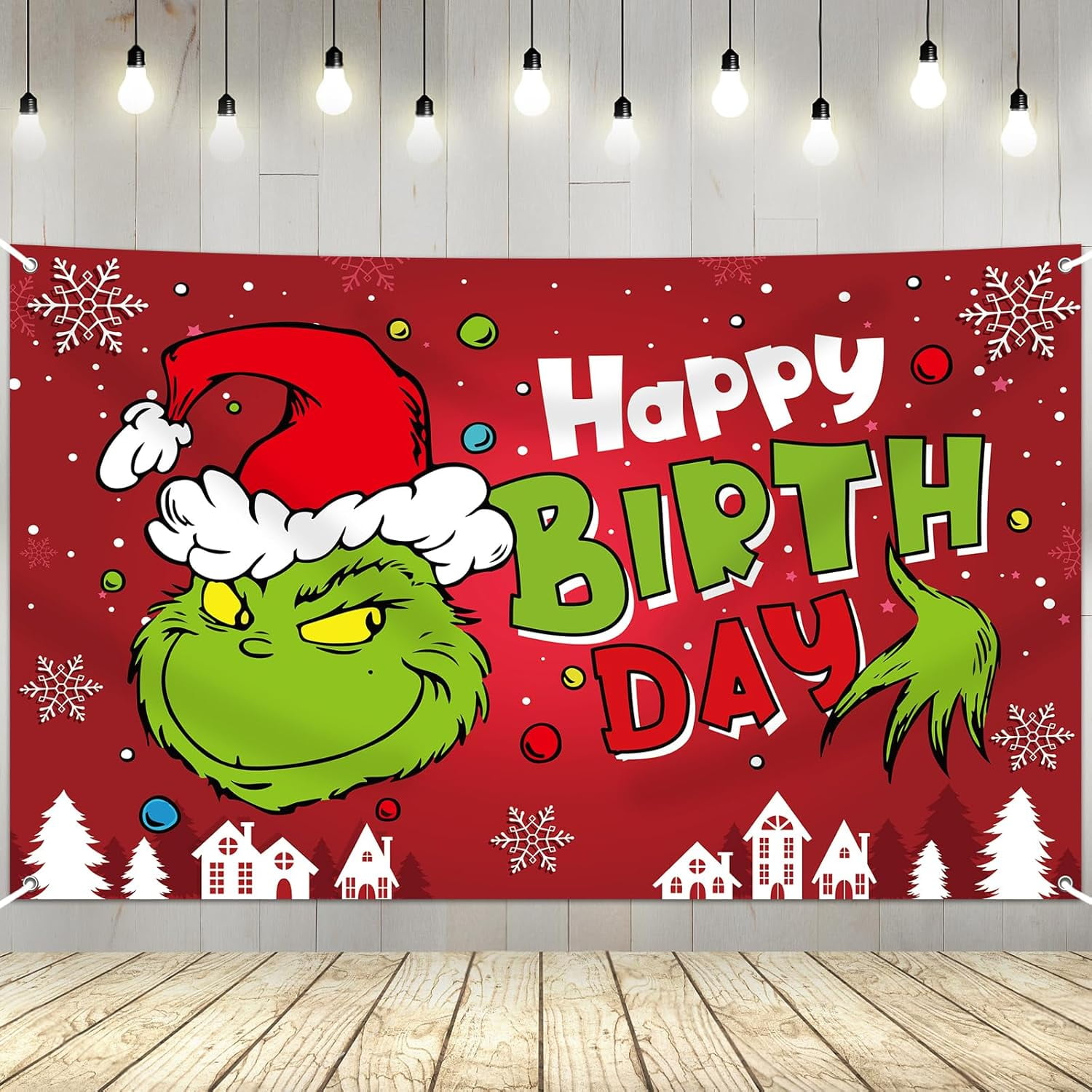 Christmas Happy Birthday Banner 8x6 FT Red and Green Christmas Birthday ...