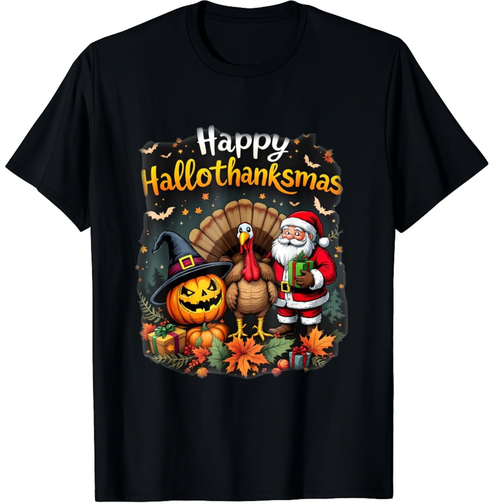 Christmas Happy Hallothanksmas Black Halloween Thanksgiving Turkey ...