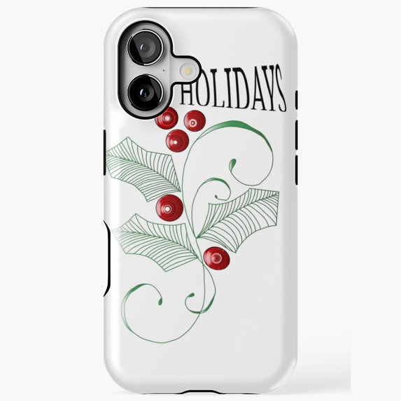 Christmas Happy Holidays Holly Leaves Pattern with iPhone 17 through 11 ...