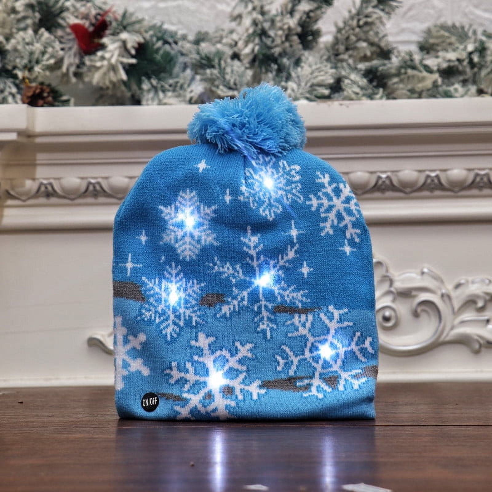 Christmas Hat Knit LeD Light Hat For unisex Winter Pom Pom Hats ...