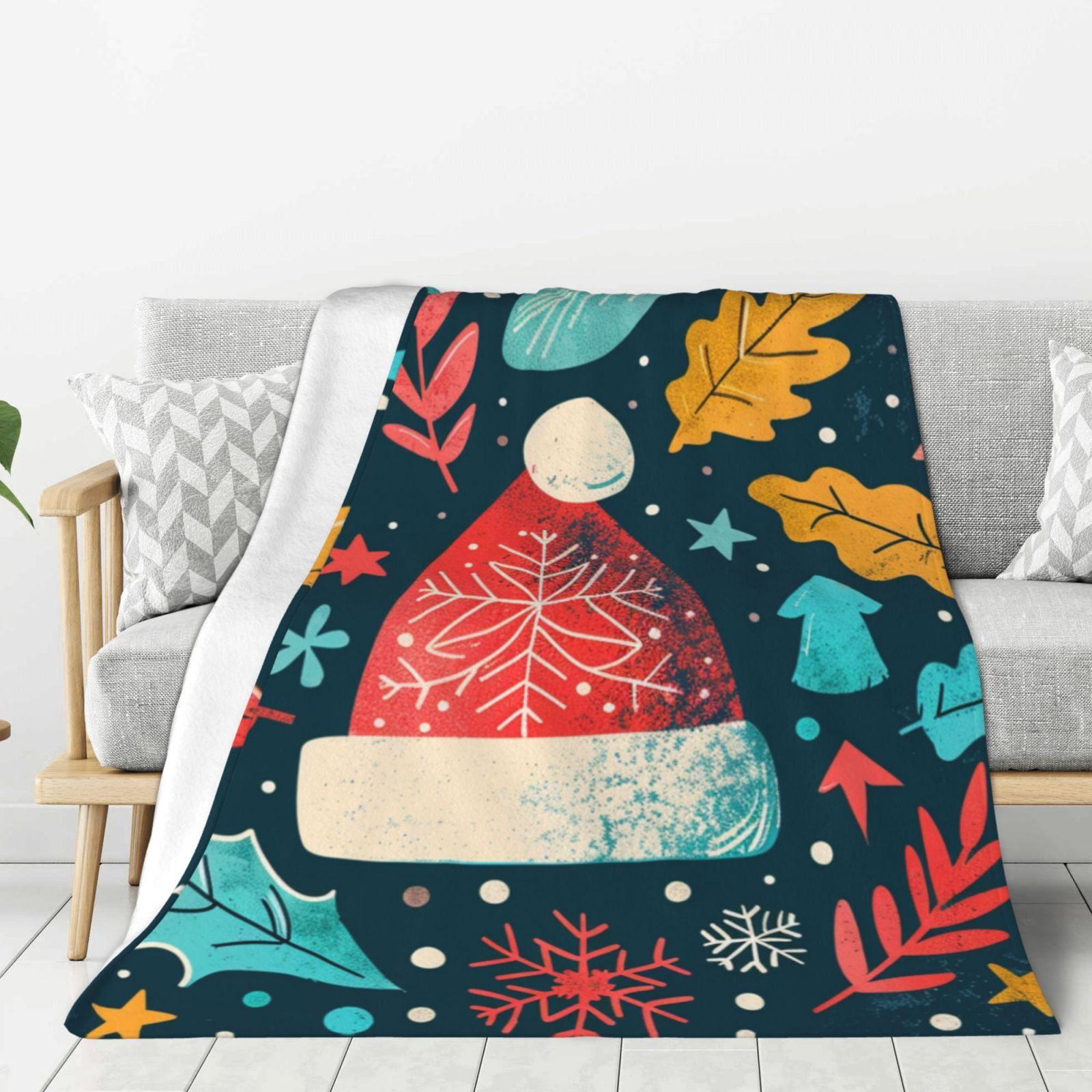 Christmas Hat Pattern (1) Throw Blanket for Stylish Warm Winter Cabin ...