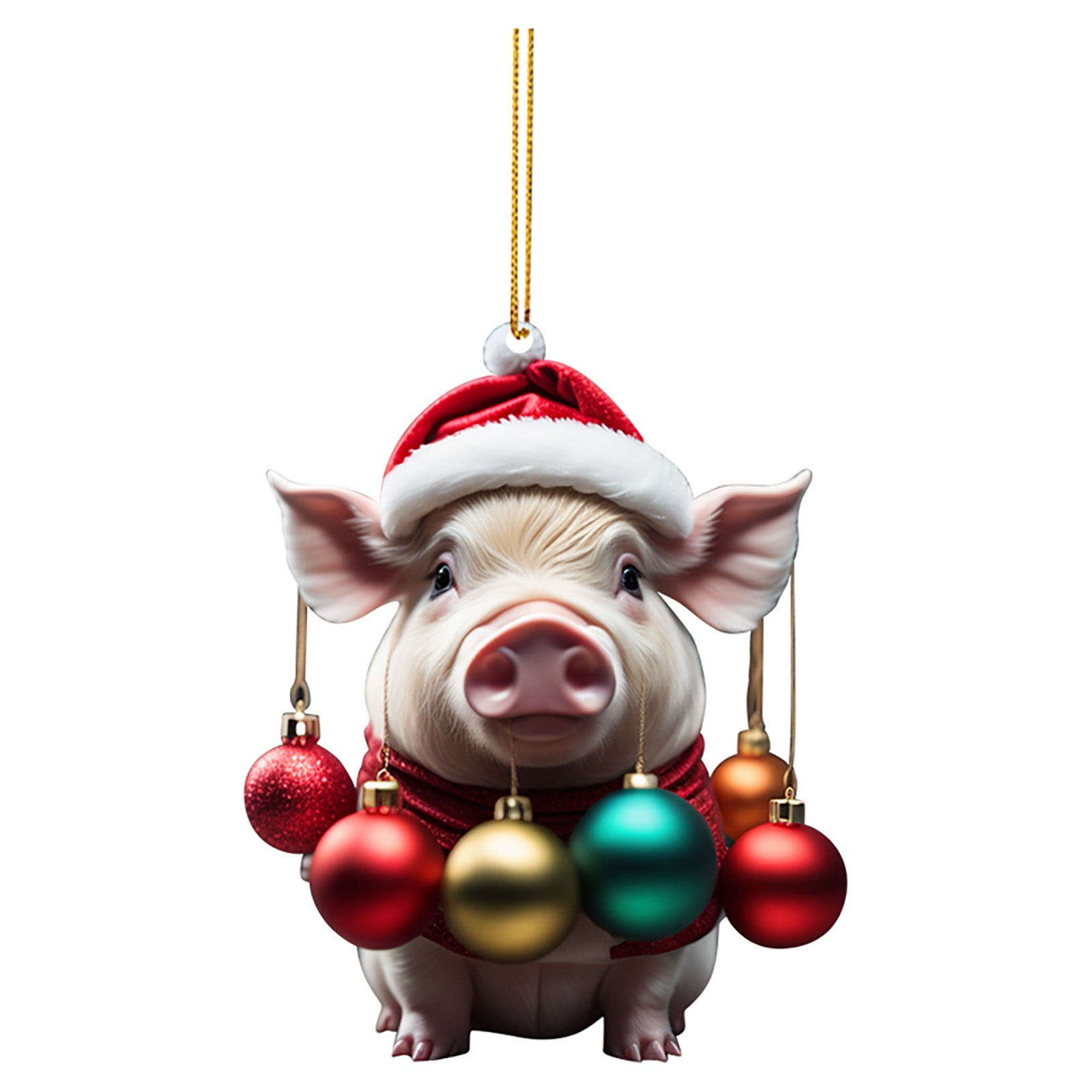 Christmas Hat Pig Decoration Cute Cartoon Christmas Pig Car Pendant ...