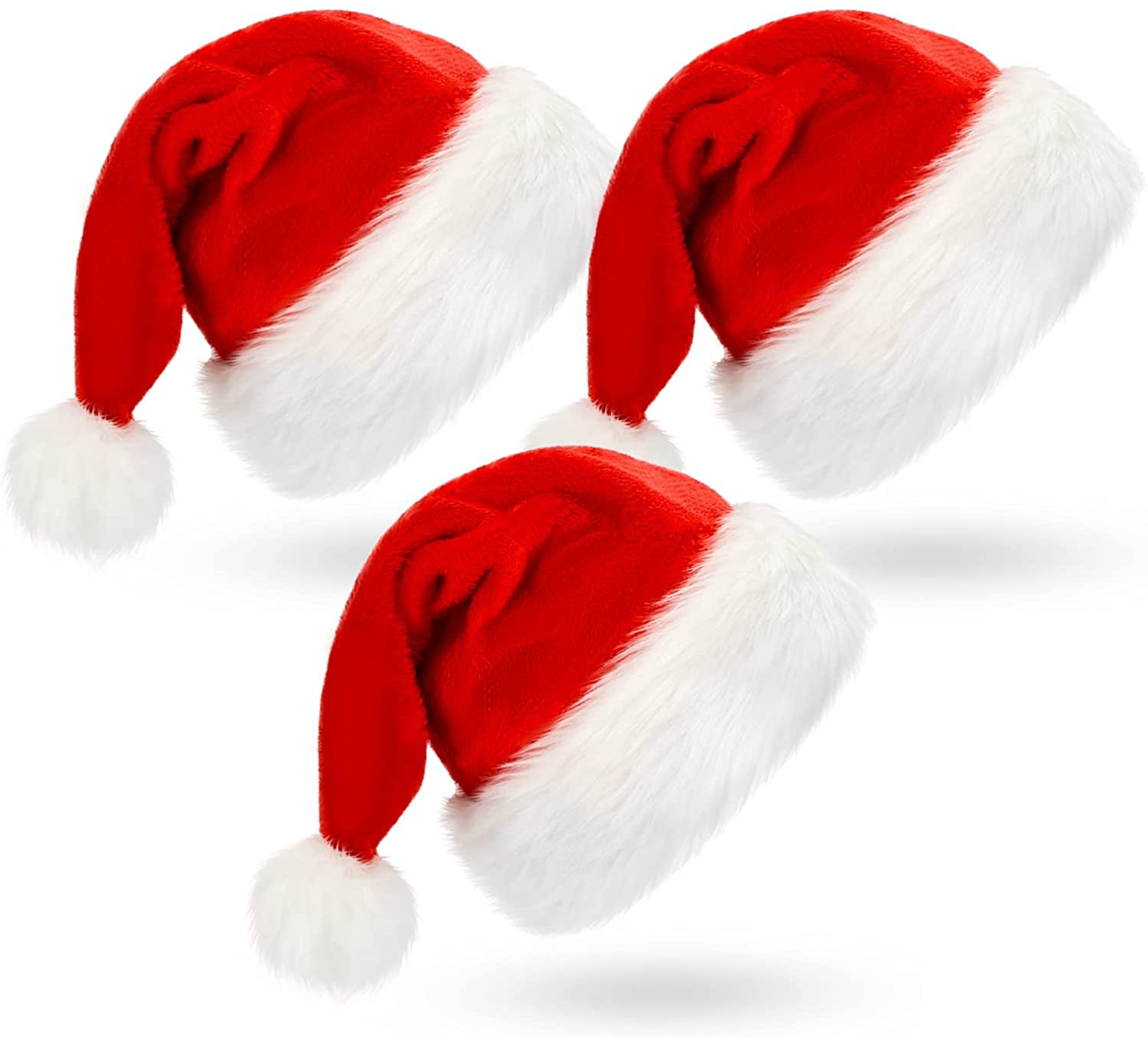 Christmas Hat Set of 3, Unisex Xmas Holiday Hat for Adults ,Velvet Comfort Christmas Hats Extra ...