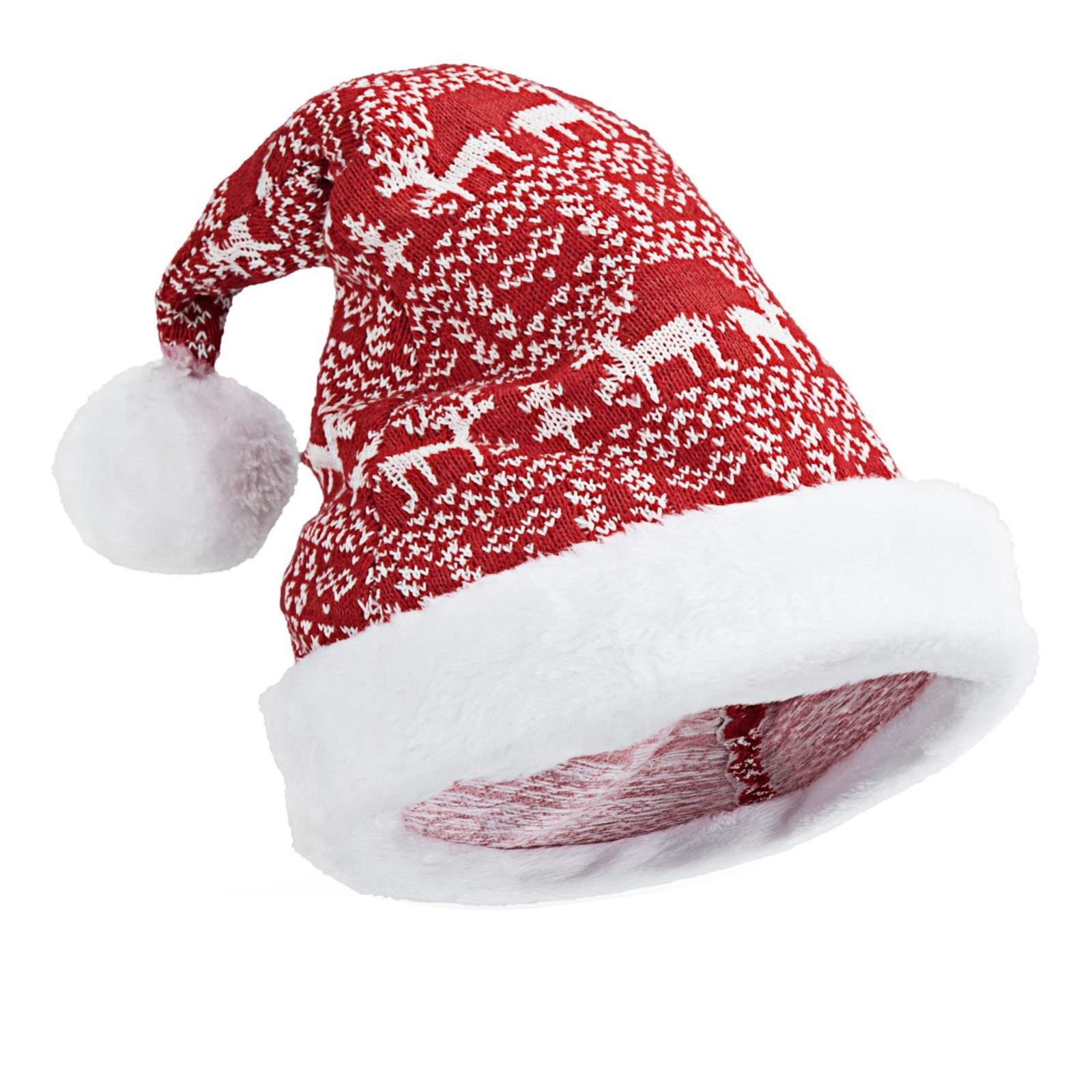 Christmas Hat,Soft Xmas Hat Thicken Snowflake Knitted Hat Winter Hat ...