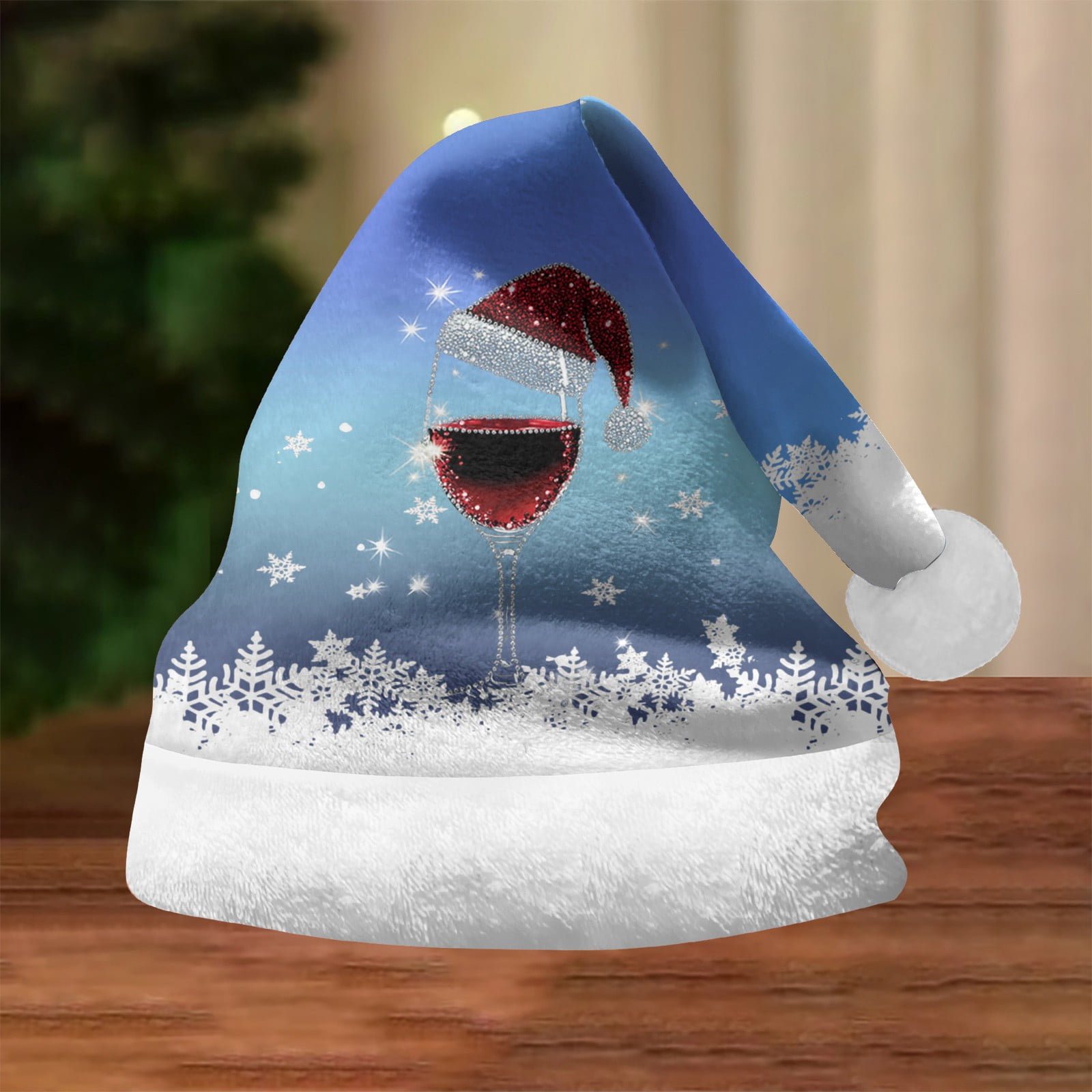Christmas Hats for Men Velvet Blue Santa Hat Women New Years Eve Party ...