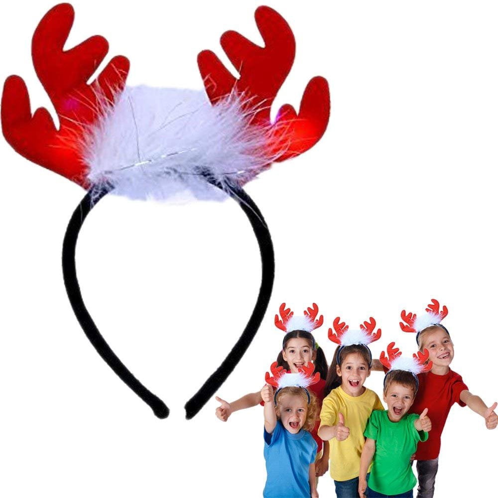 Christmas Headband Antler Halloween Headbands Light up Plush Holiday ...