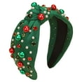 Christmas Headband for Women, Xmas Pearl Knotted Rhinestone Crystal ...