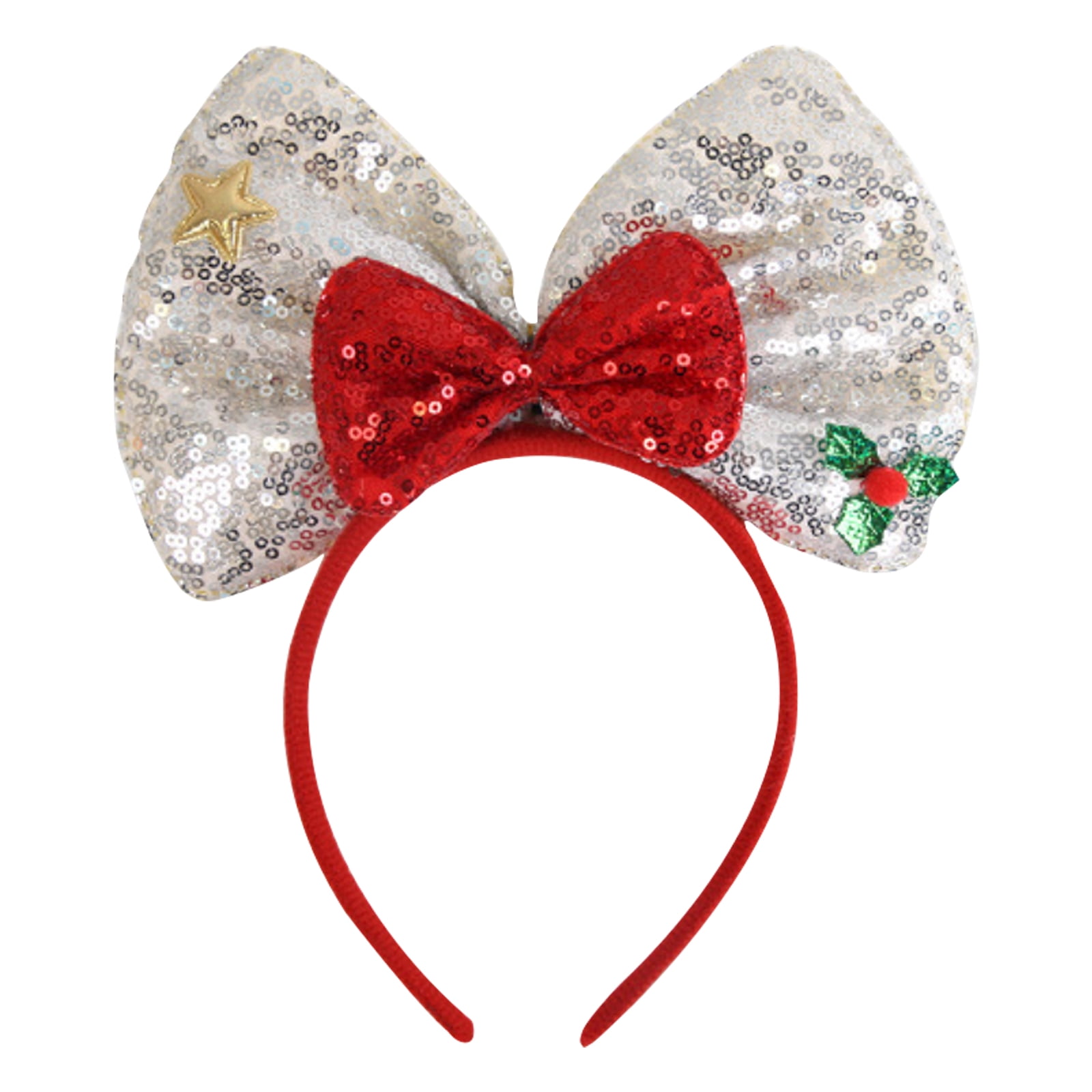 Christmas Headband for Kids Sequined Bow Headdress Party Decoration Red ...