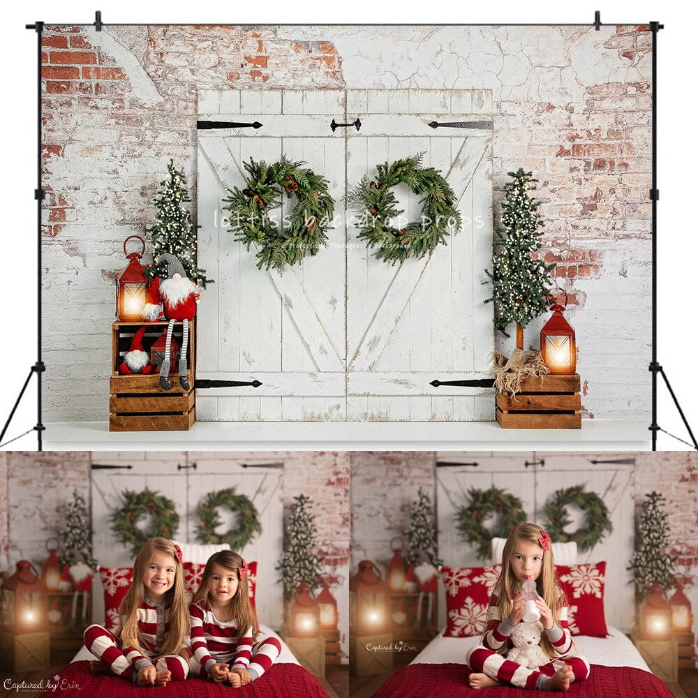 Christmas Headboard Backdrops Girl Kids Portrait Photography Xmas Trees ...