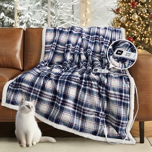 Christmas Heated Blanket Electric Throw-50''x60''Ultra Soft Cozy Plaid ...