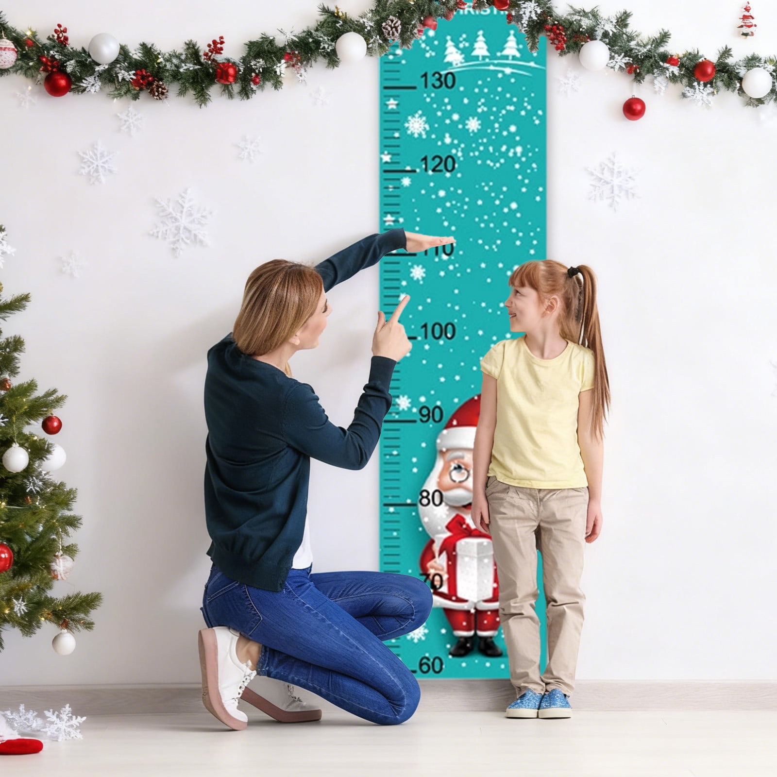 Christmas Height Measuring Tape Wall Sticker, Holiday Growth Chart ...