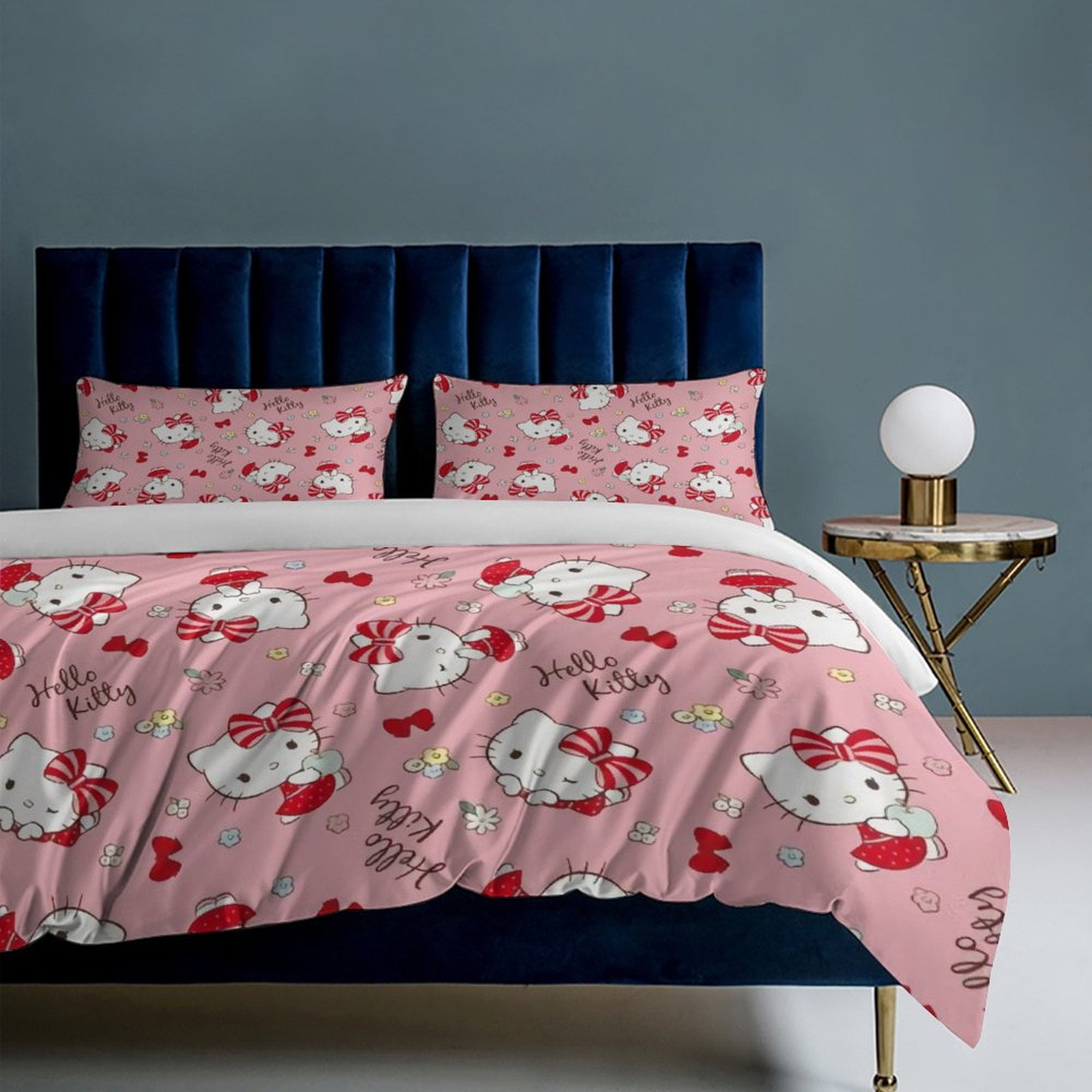 Christmas Hello-Kitty Duvet Cover Set for Kids Boys Girls Bed Set Cover with 2 Pillowcases Queen ...