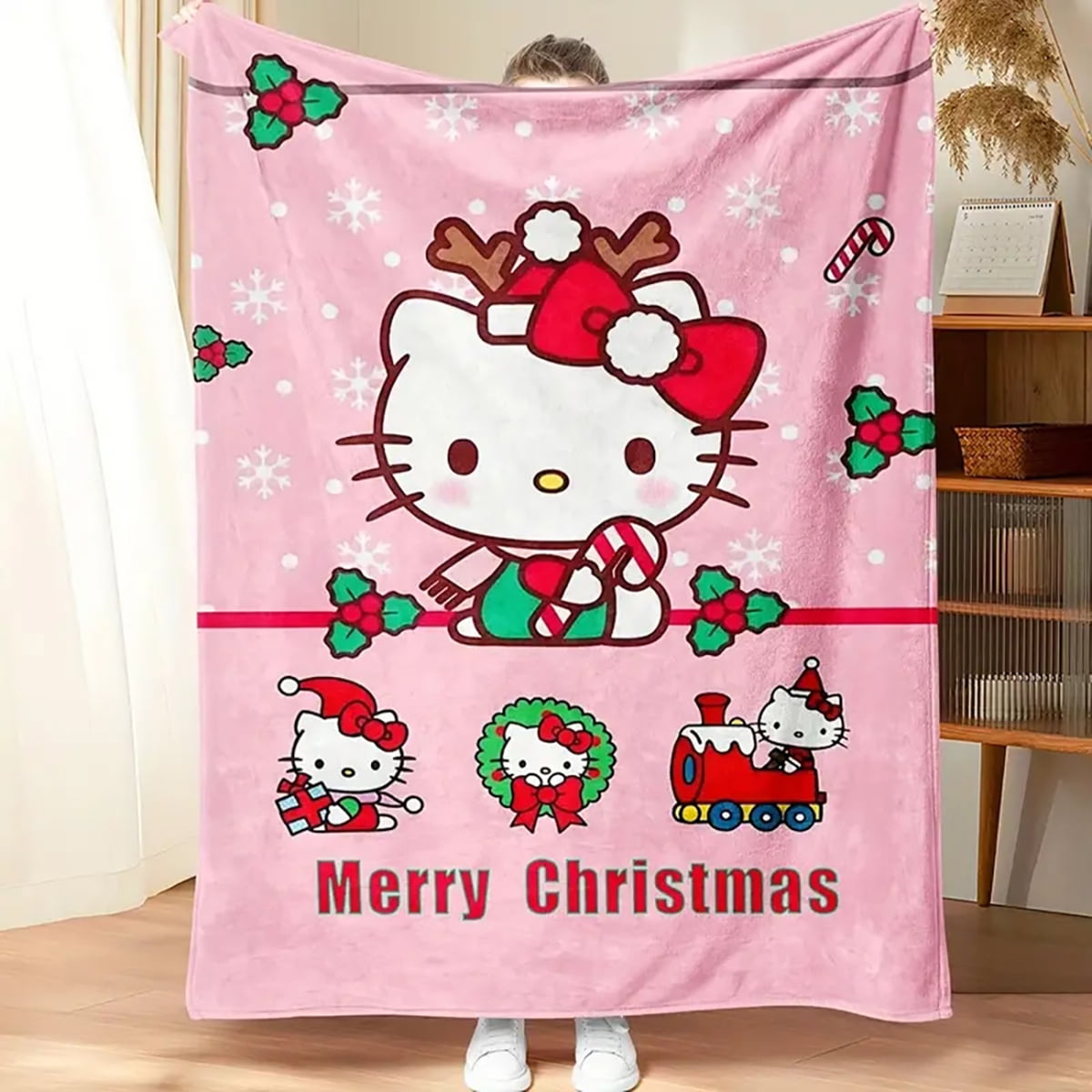 Christmas Hello Kitty Women's Cute Blanket Kawaii Soft Warm Towel ...