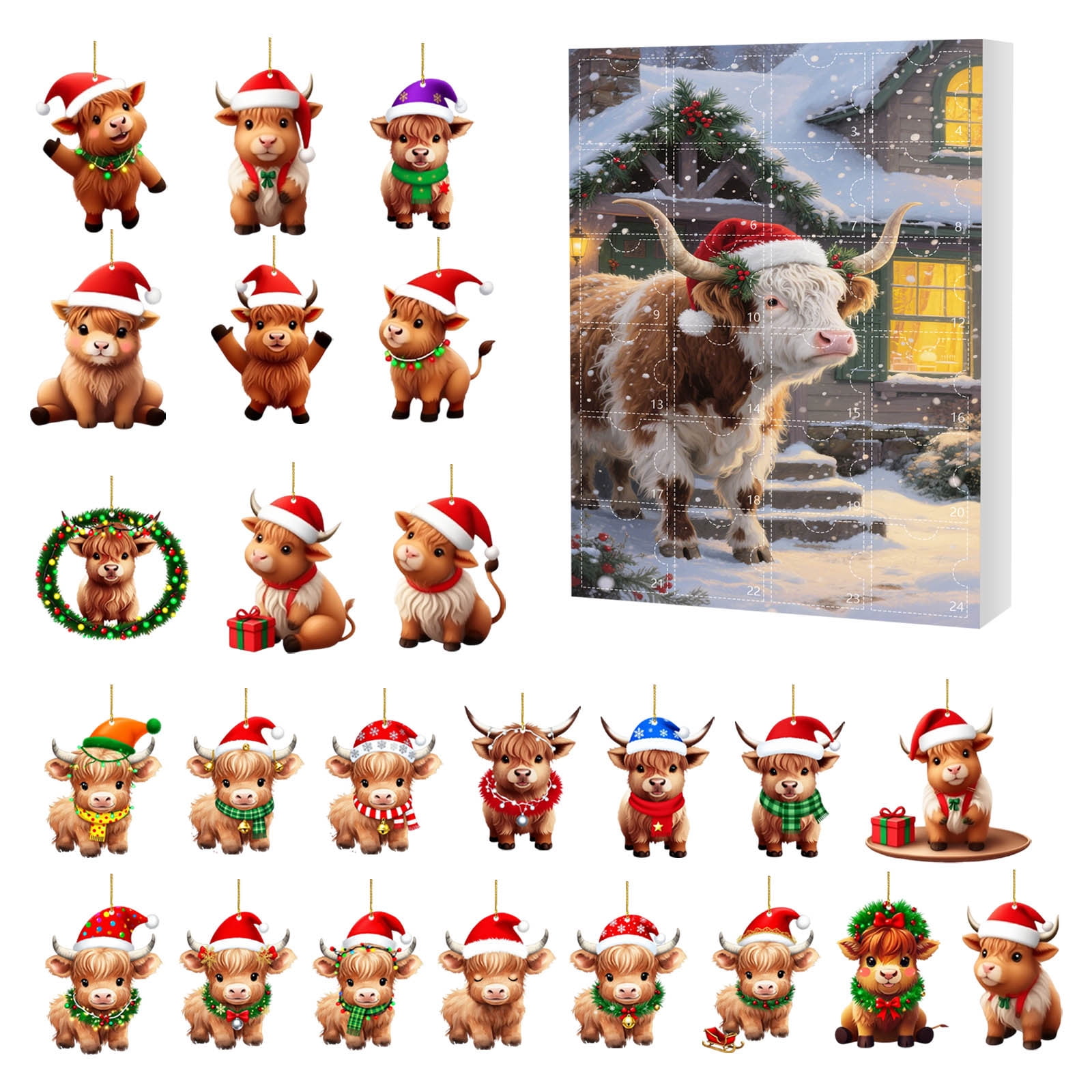 Christmas Highland Cow Blind Box 2025 Holiday Advent Calendar Advent ...
