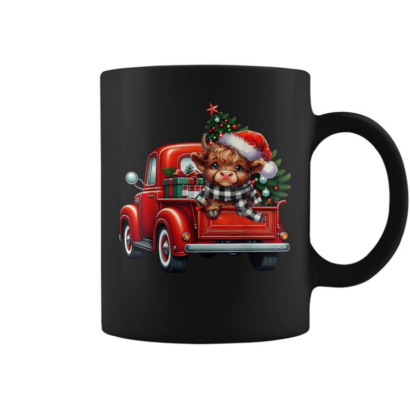 Christmas Highland Cow Heifer Red Xmas Tree Truck Coffee Mugs - Walmart.com