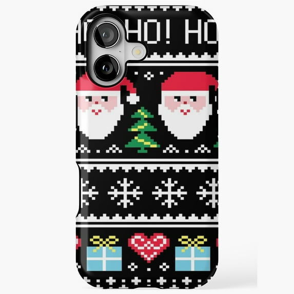 Christmas Ho Ho Ho Festive Typography Design iPhone Case 17 11 12 13 14 ...