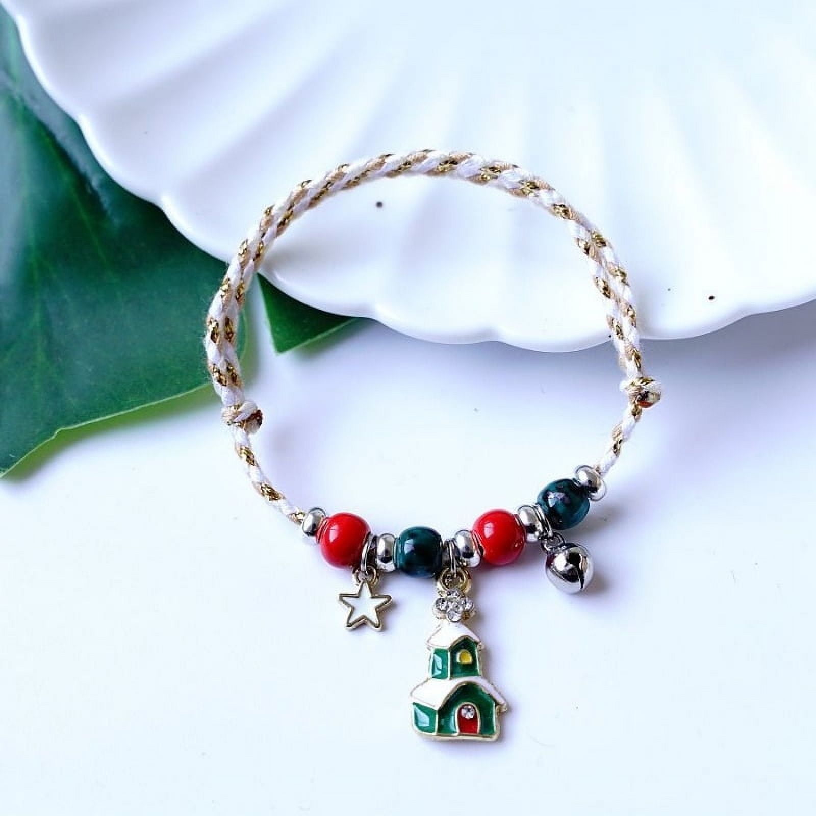 Christmas Holiday Bracelet - Ceramic Beaded Santa Claus Design, Holiday ...