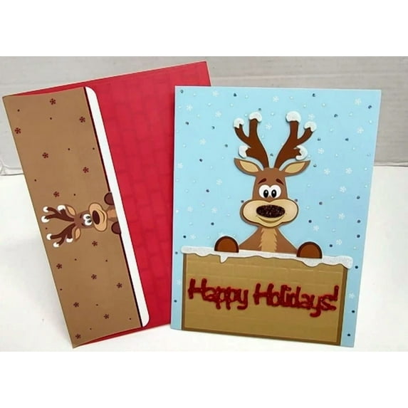 Christmas Holiday Burgoyne "Happy Holidays 3D Reindeer Greeting Card W ...