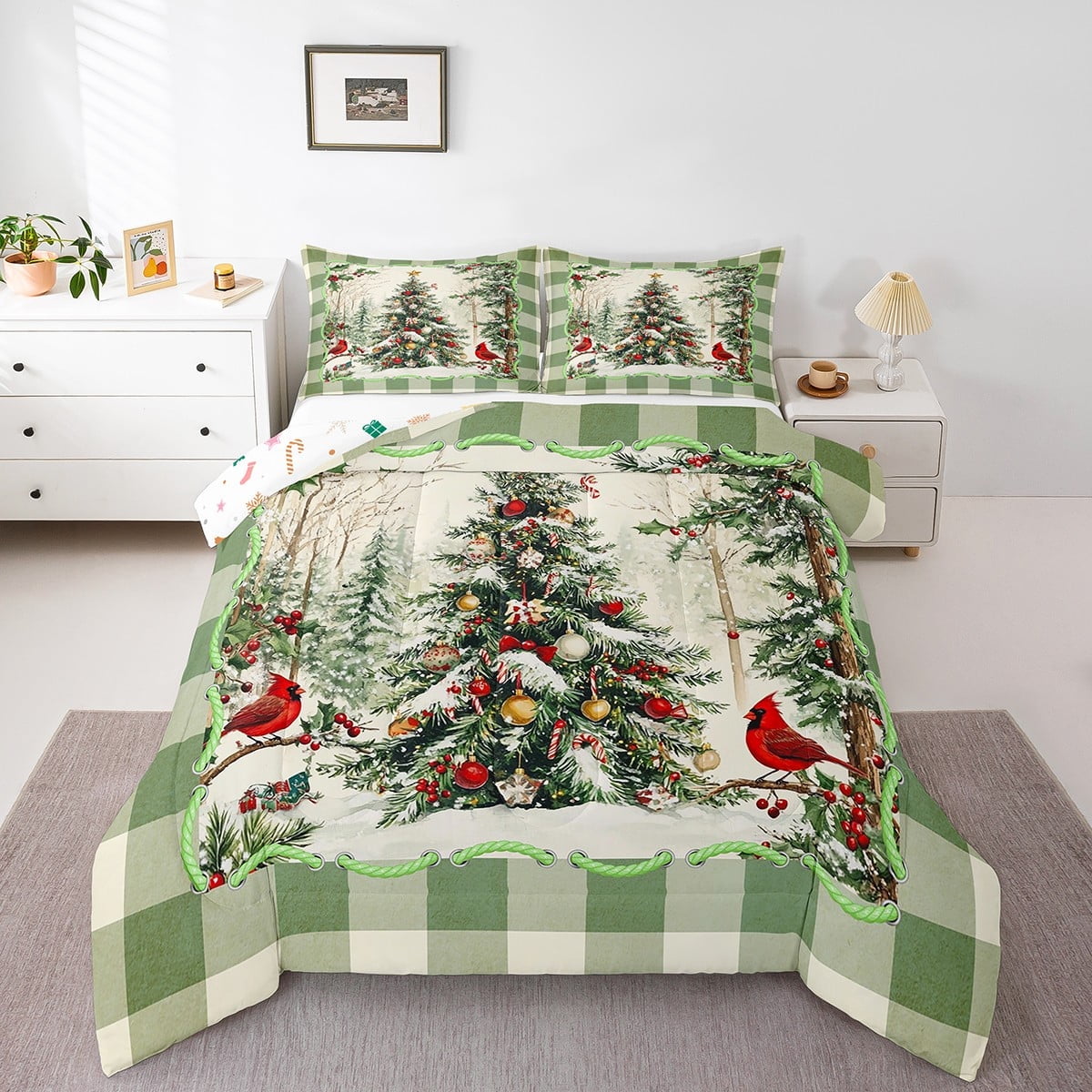 Christmas Holiday Comforter Set Full,Xmas Tree Bedding Comforter Sets ...